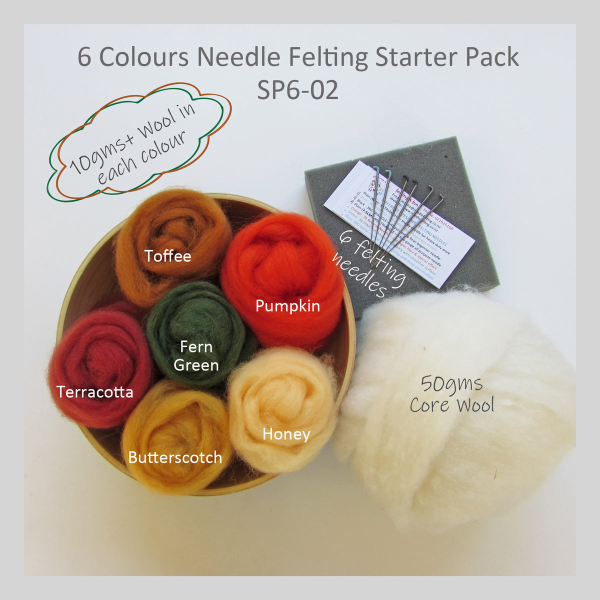 Needle Felting Starter Kit - 6 Colours (A easy start for beginner ...