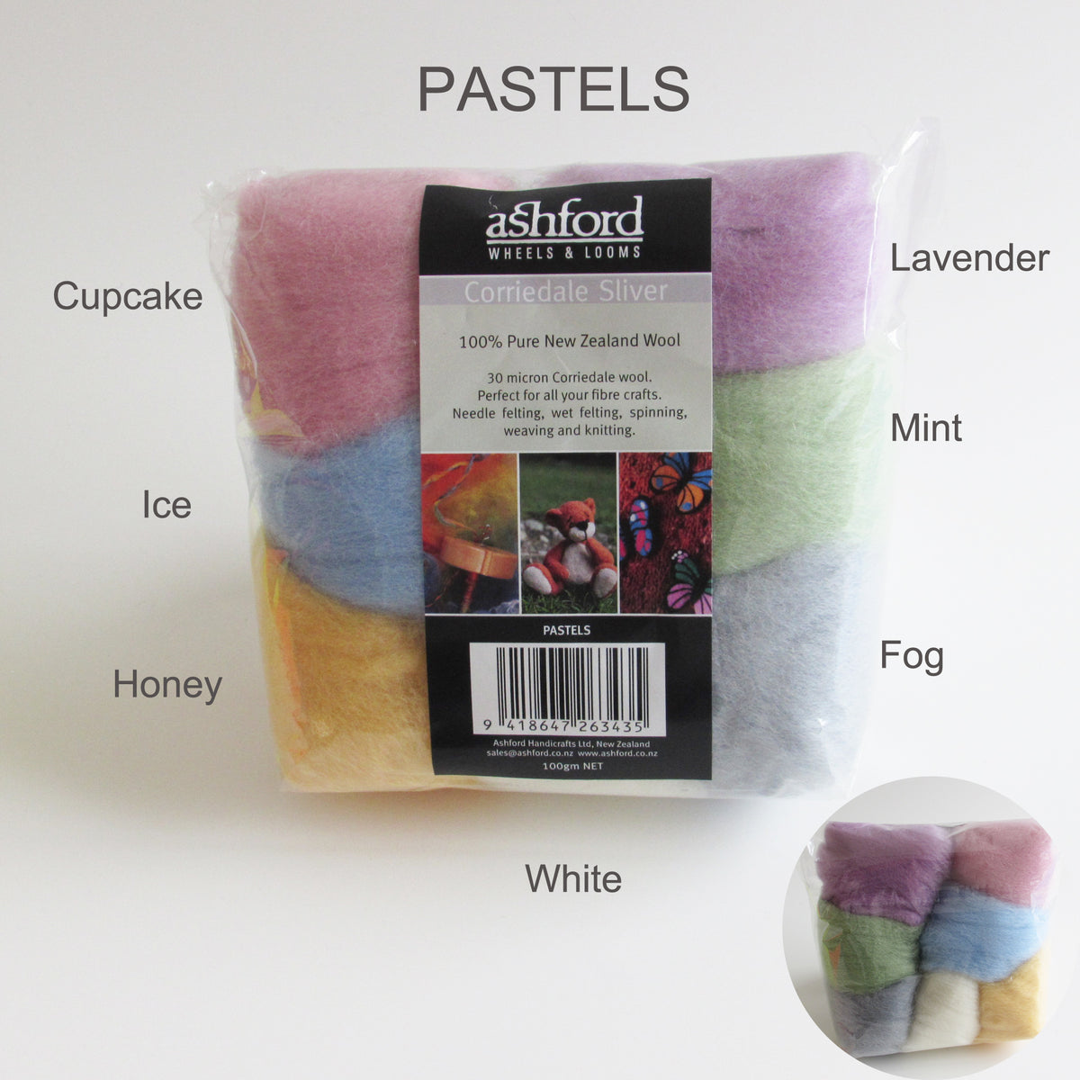 Ashford Multi Colour Wool Pack - 9 different combinations – felting 4 fun